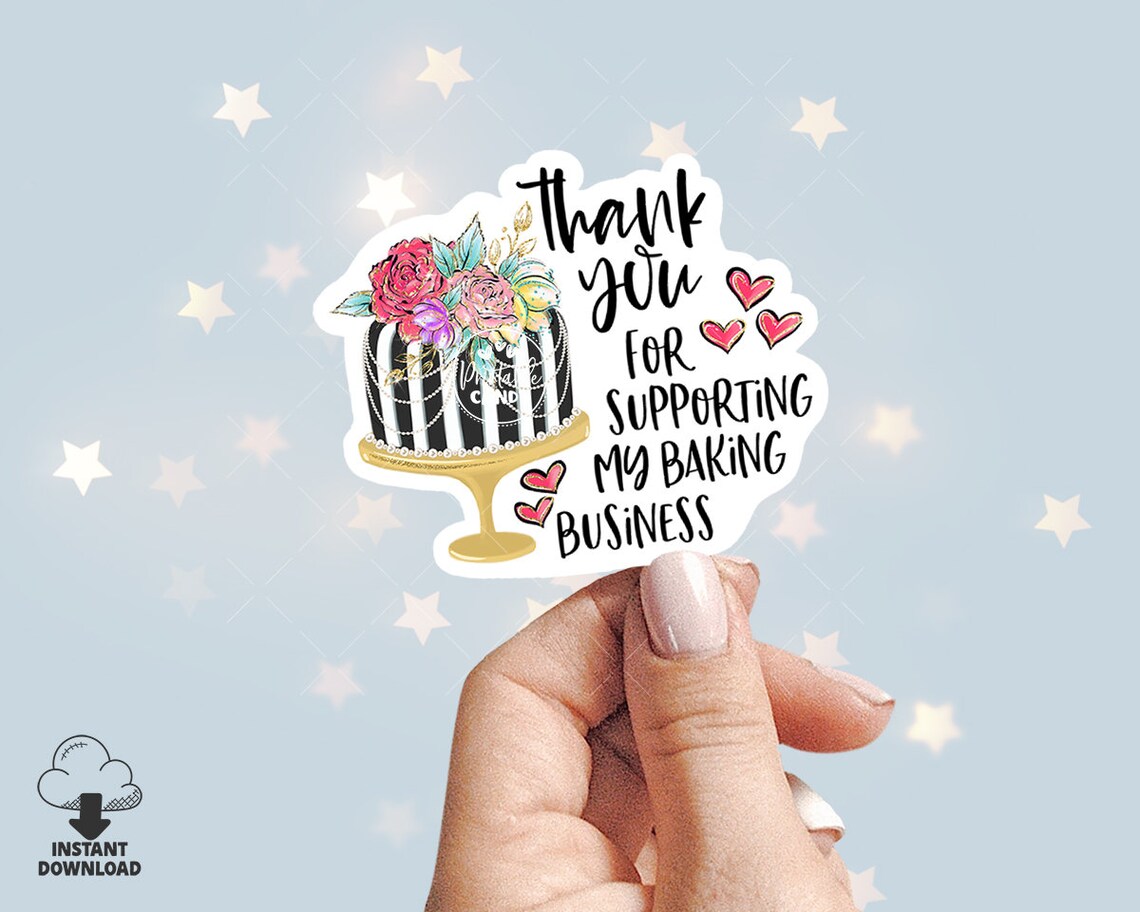 Bakery Thank You Sticker Cake Baking Sticker Pastry Shop | Etsy