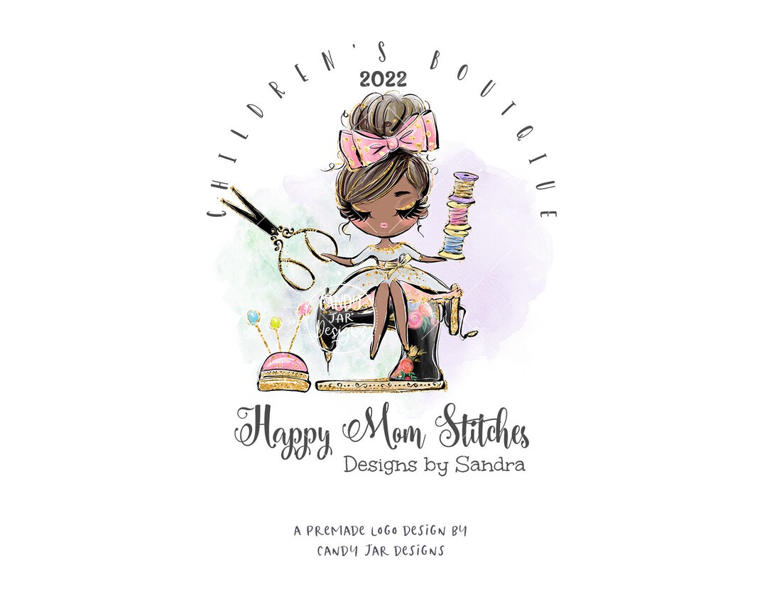 Sewing Machine Logo, Seamstress Girl, Craft Shop Logo, Stitching Lady ...