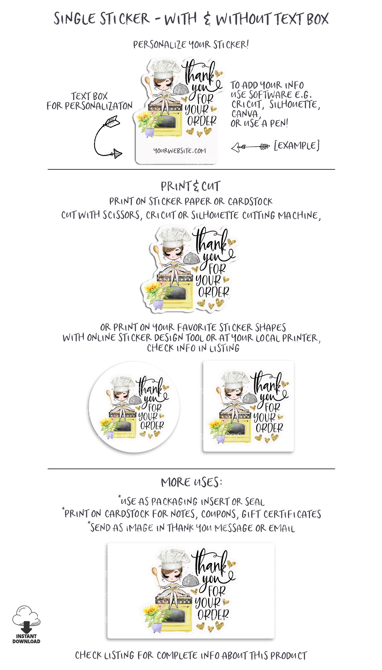 Catering Thank You Sticker, Cooking Service Tag, Restaurant Packaging ...