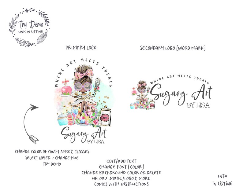 Sweets Bakery Logo Candy Maker Logo Sweets Catering Pastry - Etsy