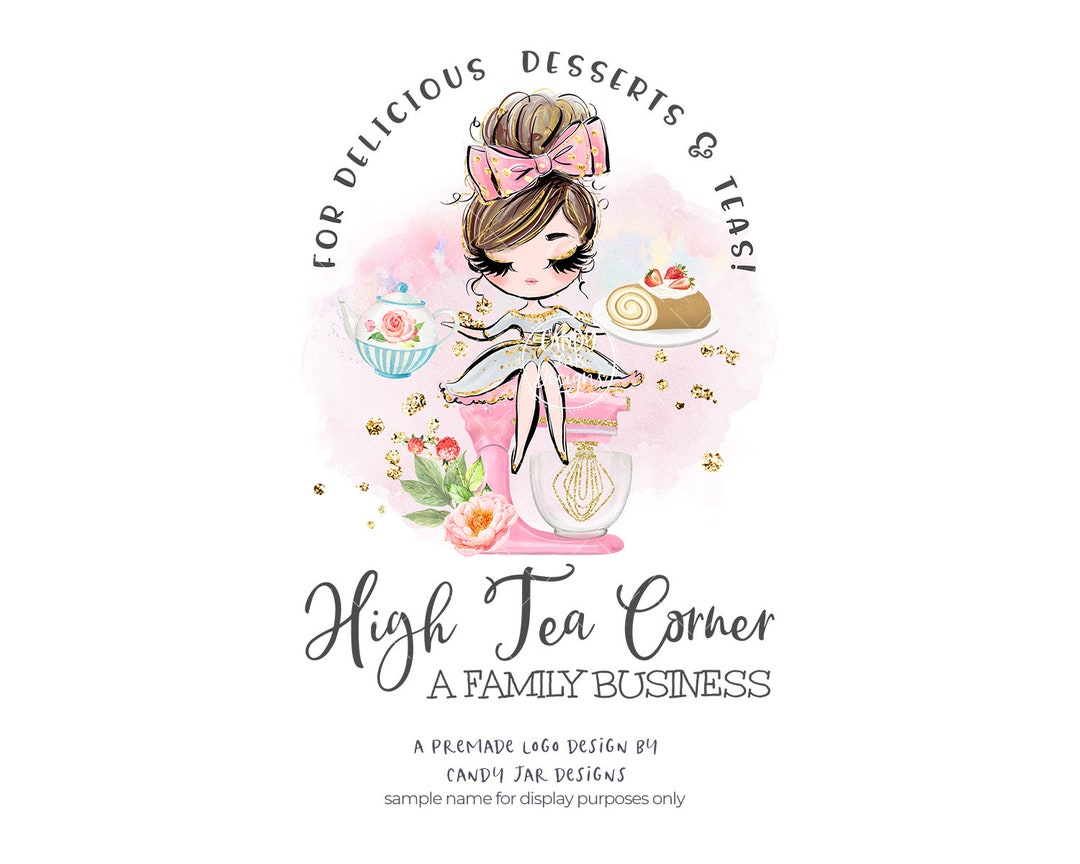 DIY High Tea Logo, Bakery Shop Logo, Sweet Treats Catering, Baking Girl ...
