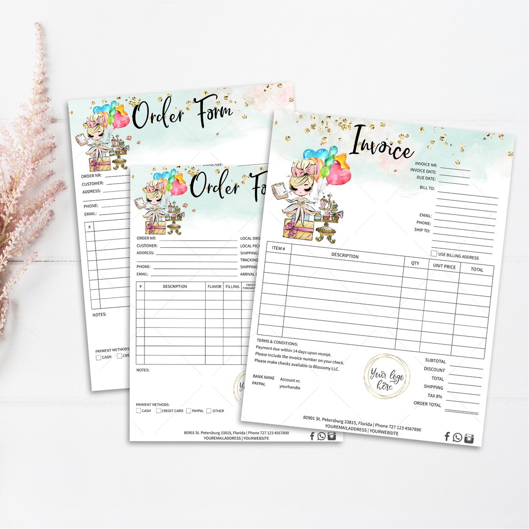Party Planner Invoice Form, Printable Order, Birthday Events, Planner ...
