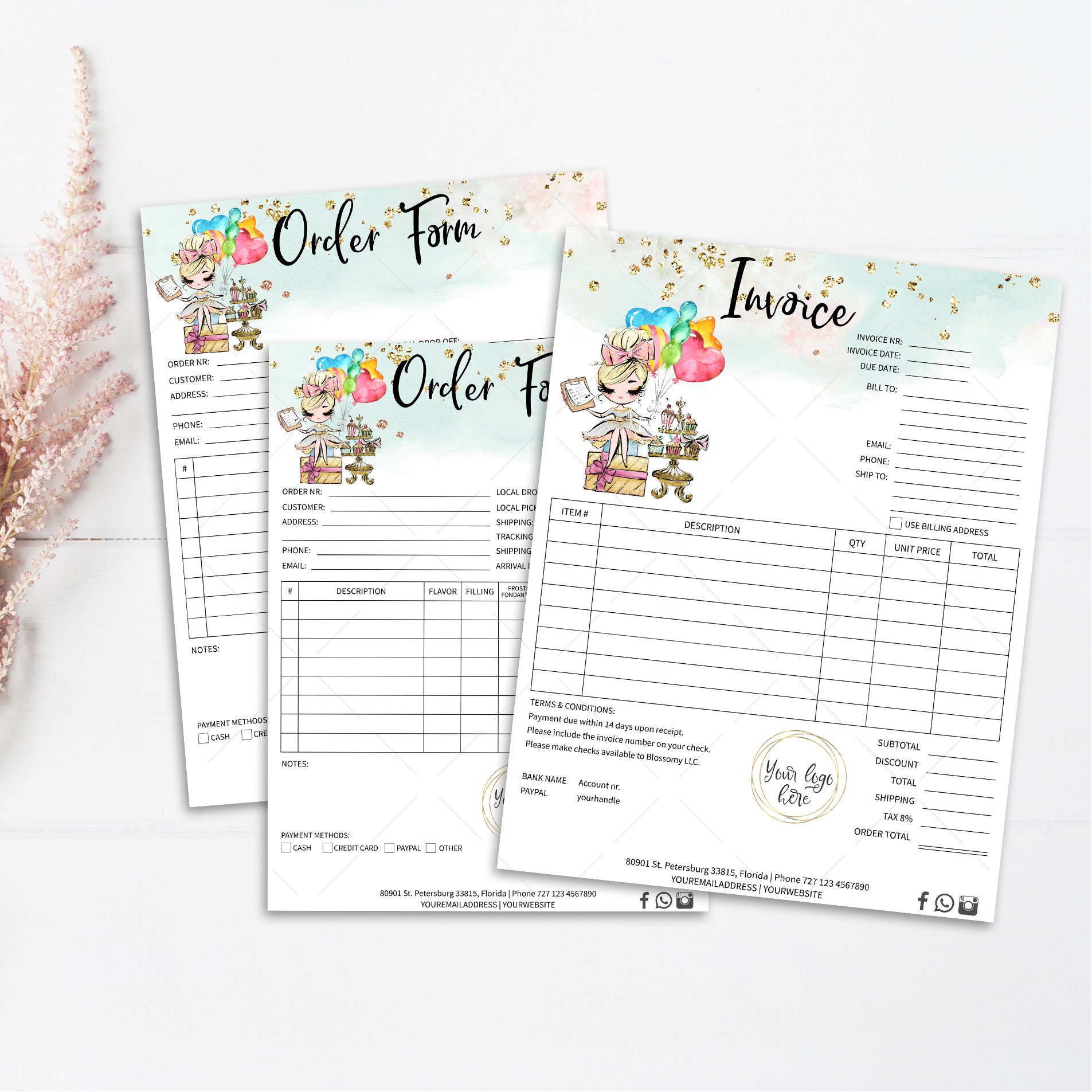 DIY Party Planner Invoice Form Printable Order Birthday - Etsy