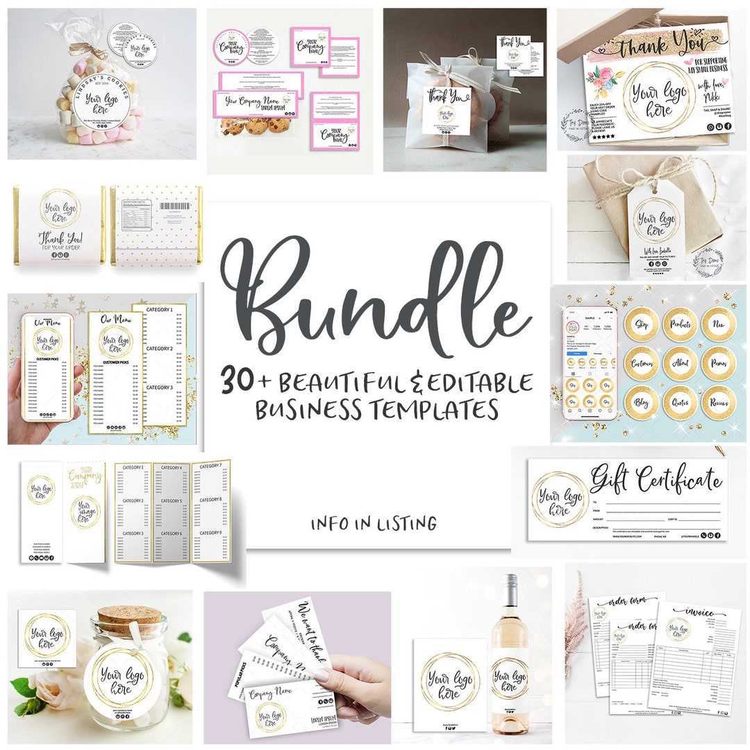 Business Templates Bundle, Editable, Blank, Cj100-01v1-bdl - Etsy