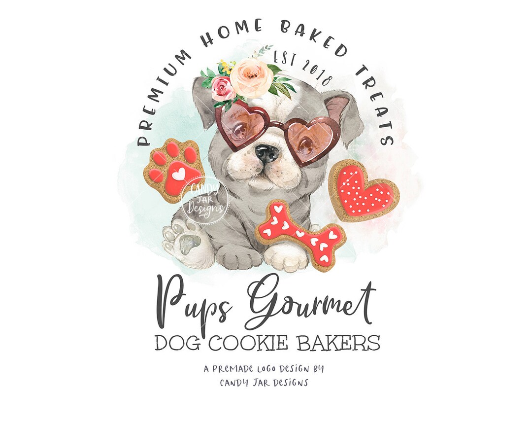 Valentine Dog Bakery Logo, Pet Cookie Baking Logo, Pet Cookie, Dog ...