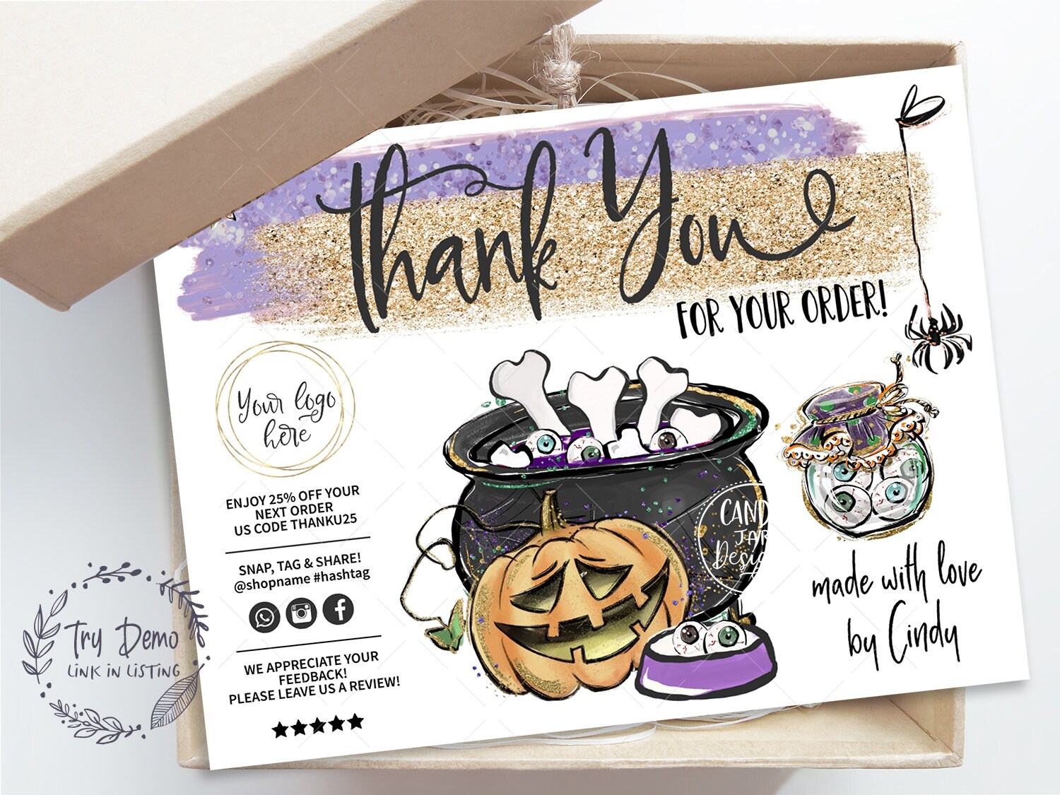 Dog Bakery Halloween Insert Card Dog Thank You Card Pet - Etsy