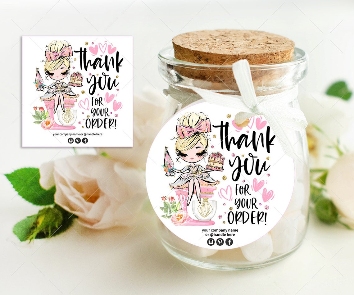 Bakery Editable Thank You Tag Baking Sticker Sweets Gift | Etsy