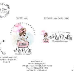 Handcrafter Logo, Craft Girl Logo, Editable Crafter Logo, Craft Shop ...