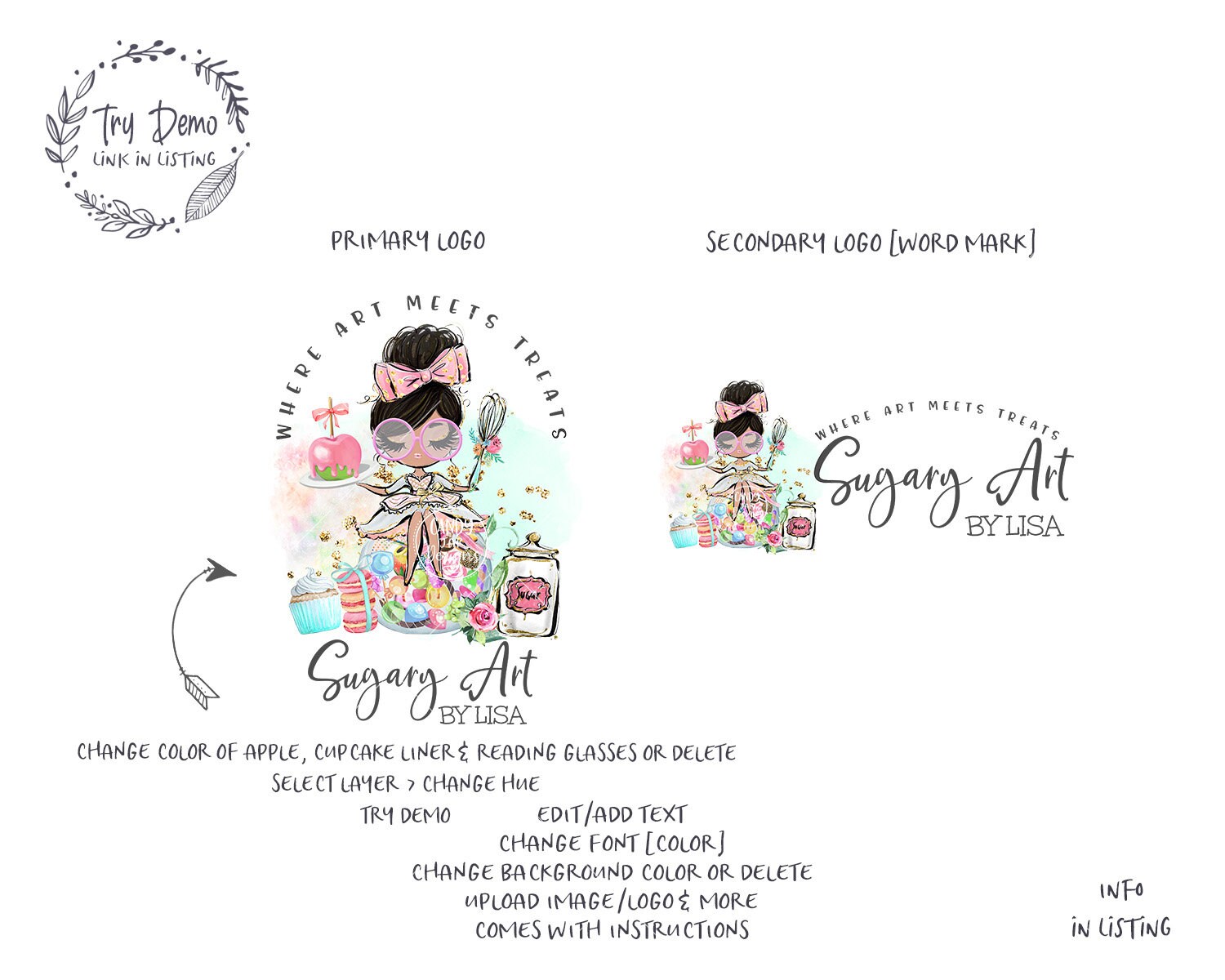 Sweets Bakery Logo Candy Maker Logo Sweets Catering Pastry - Etsy