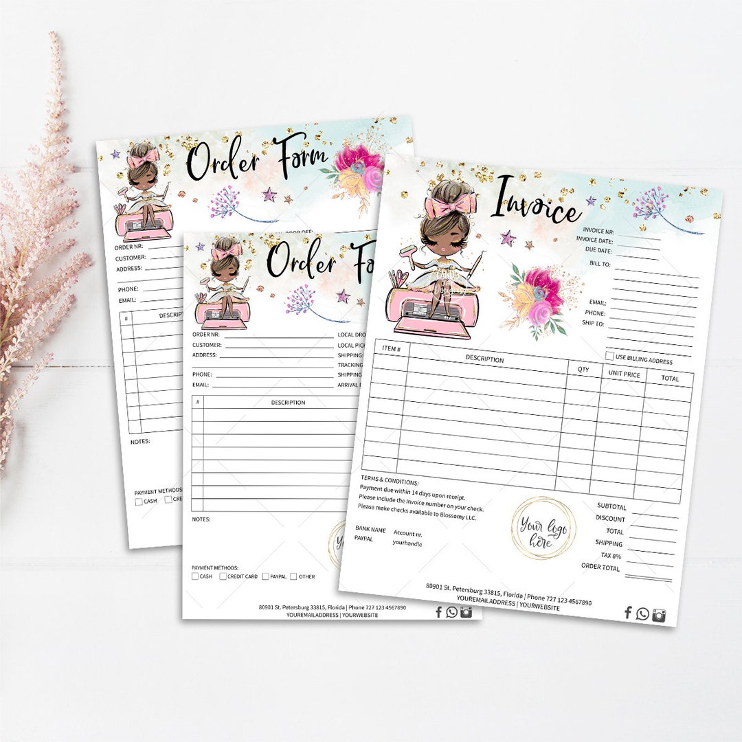 Editable Crafter Invoice, Craft Order Form, Crafter Girl, Crafting Shop ...