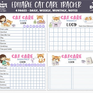 Cat Care Printable Planner, Cat Tracker, Kitten Feeding Schedule, Pet ...