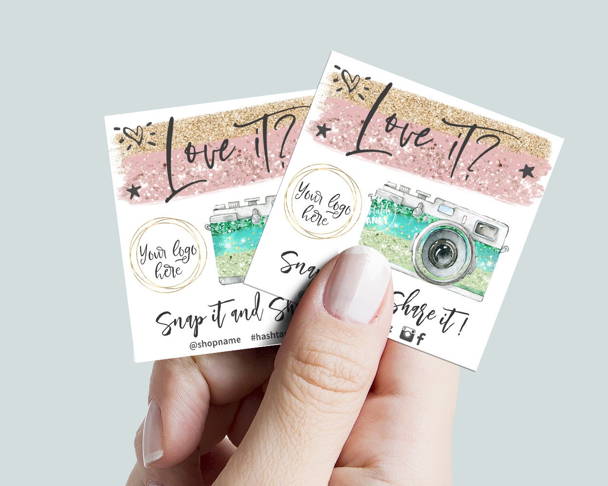 Snap Share Review Insert Card Template Social Sharing | Etsy