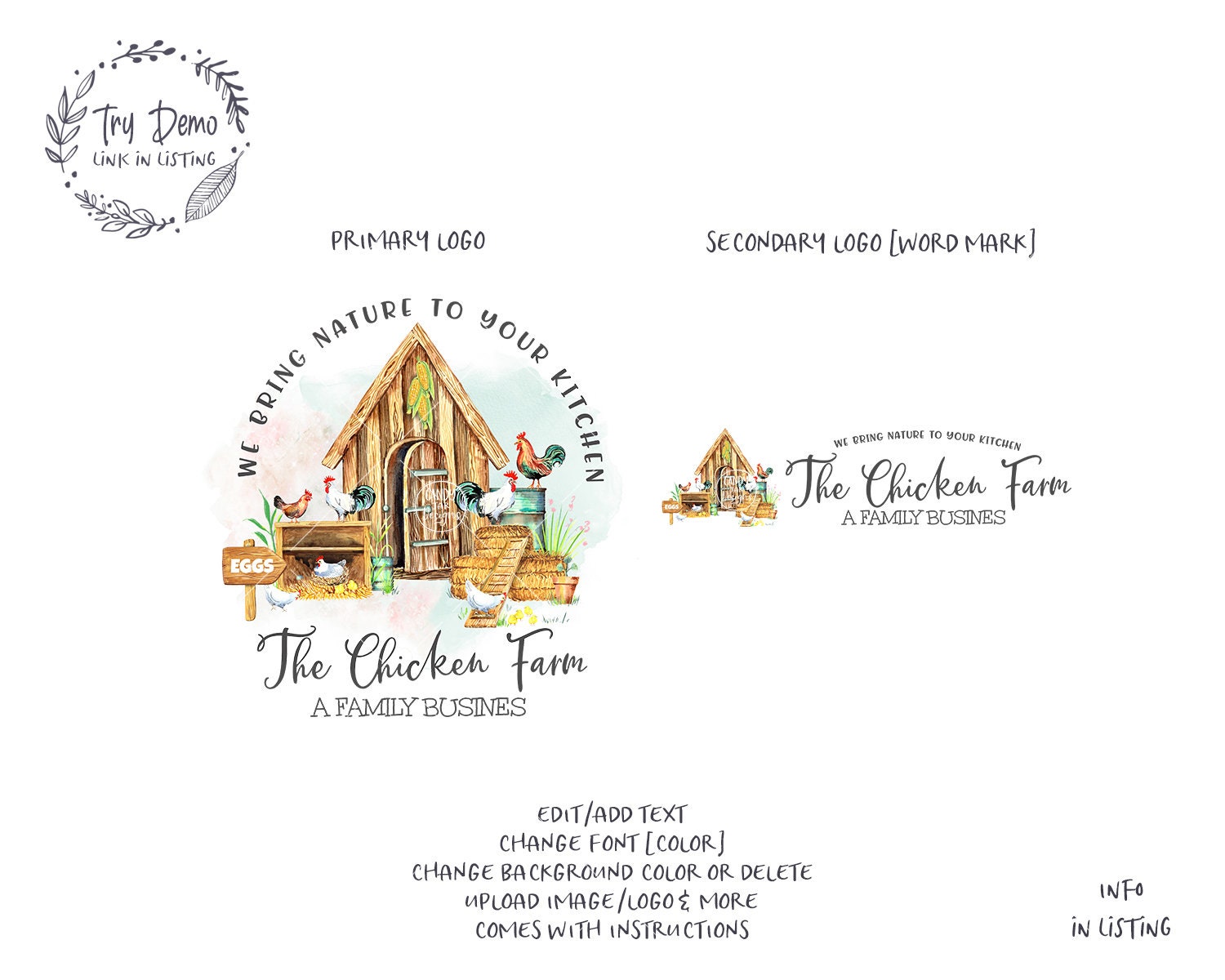 Farm Business Logo Family Farm Logo Chicken Hatchery Logo - Etsy