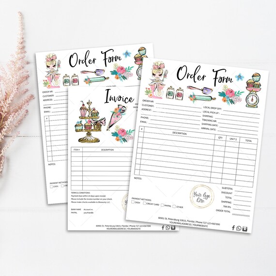 Editable Bakery Invoice Baker Order Form Baking Shop | Etsy