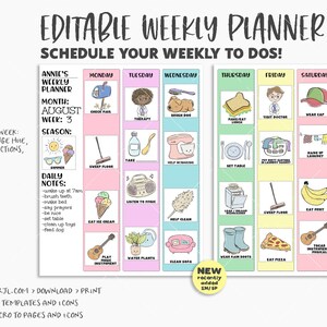 EDITABLE Kids Chores Bundle, Kids Daily Tasks, Toddler Routine, School ...