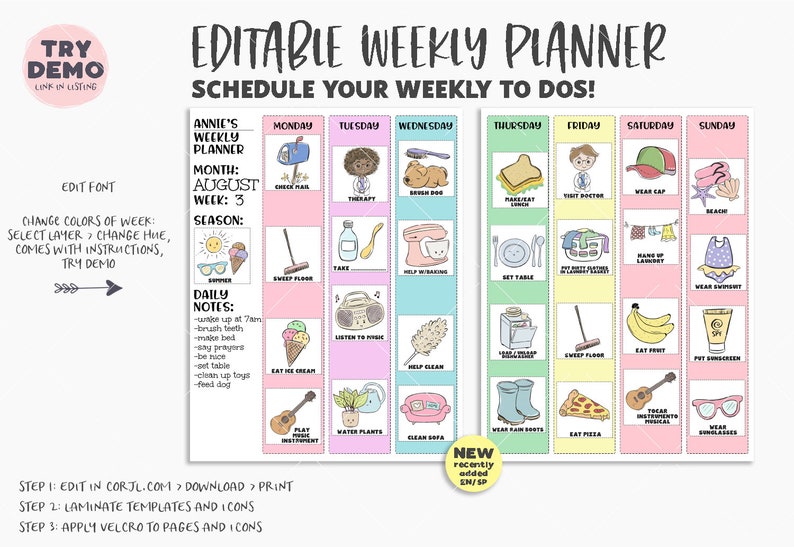 EDITABLE Kids Chores Bundle Kids Daily Tasks Toddler - Etsy