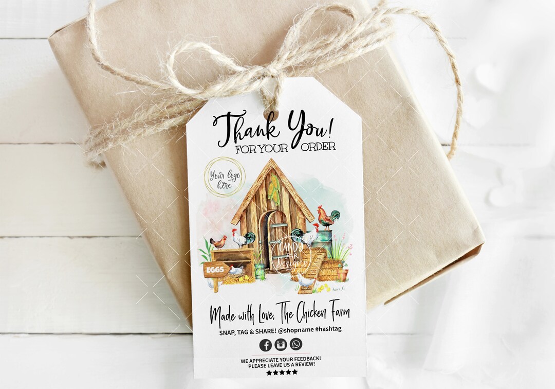 Chicken Farm Hang Tag, Family Farm Thank You Tag, Printable Farm Insert ...
