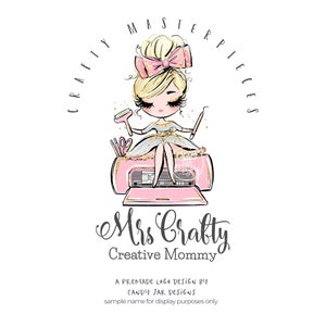 Craft Girl Logo, Crafty Girl Logo, Craft Shop Logo, Editable Craft Lady ...