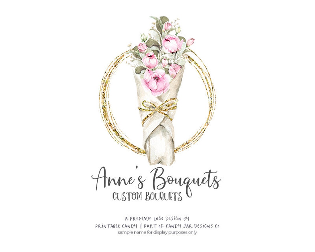 Florist Logo, Flower Bouquet Logo, Floral Logo, Peonie Bouquet Logo ...