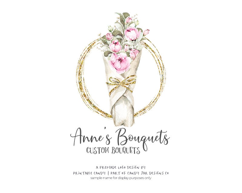 Florist Logo Flower Bouquet Logo Floral Logo Peonie Bouquet | Etsy