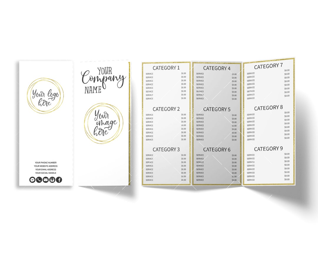 Tri-fold Menu, US Letter or A4 Paper, Printable, Editable, Blank ...