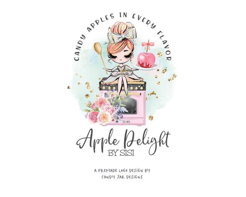 Candy Apple Bakery Logo Candy Shop Logo Candy Catering - Etsy