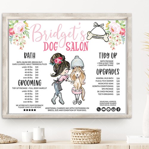 Dog Groomers Service Menu Pet Grooming Groomer Service List - Etsy ...