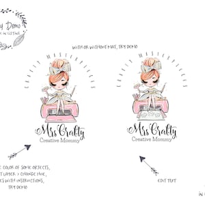 Craft Girl Logo Crafty Girl Logo Craft Shop Logo Editable | Etsy