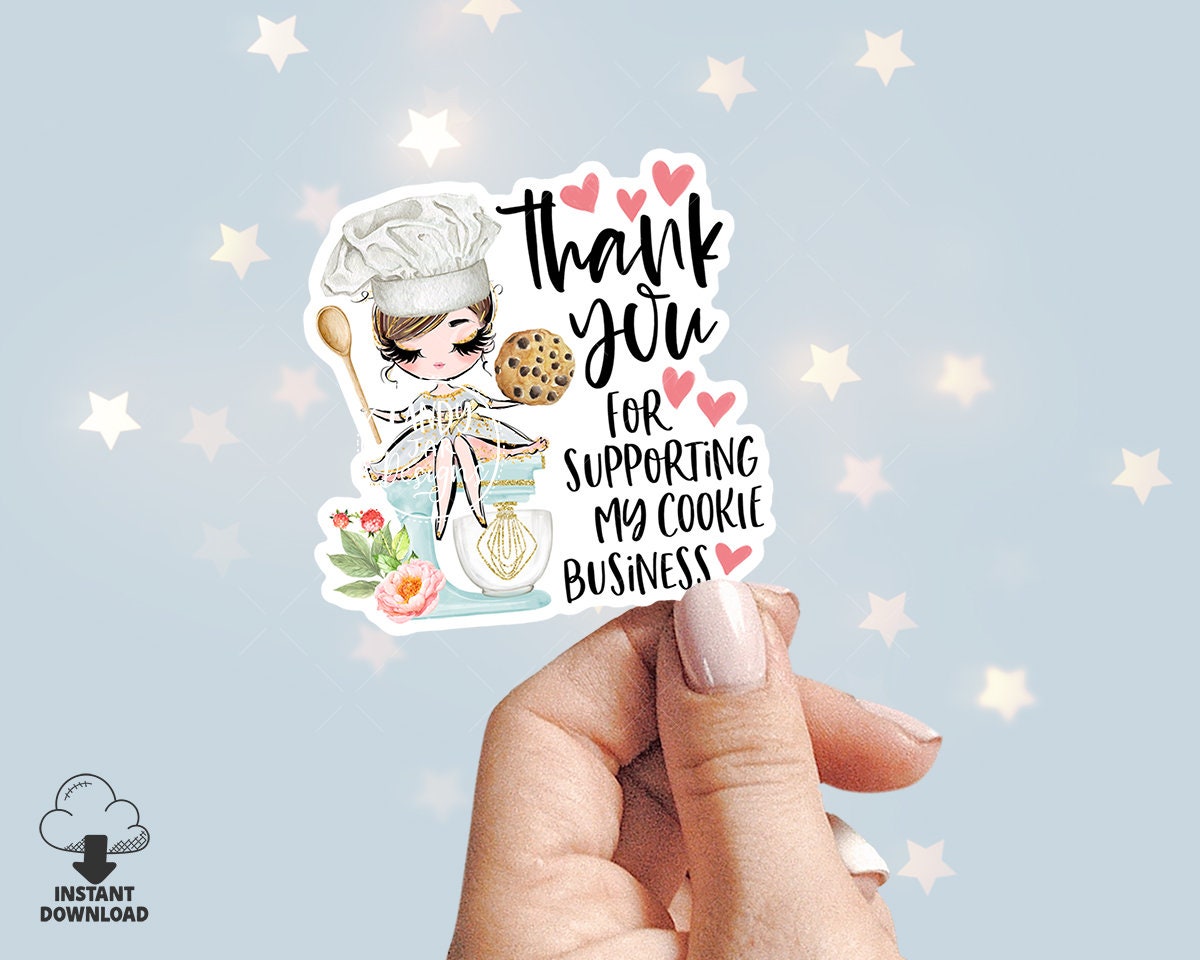 Cookie Baker Thank You Sticker Bakery Girl Sticker Printable | Etsy