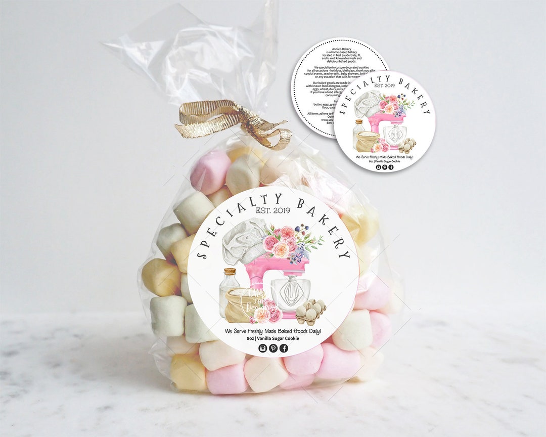 Kitchen Mixer Bakery Label, Bakery Sticker Template, Bag Topper, Pastry ...