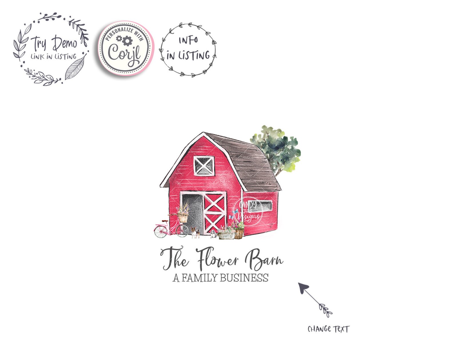Farm Barn Logo Family Farm Logo Flower Barn Logo Red Barn | Etsy