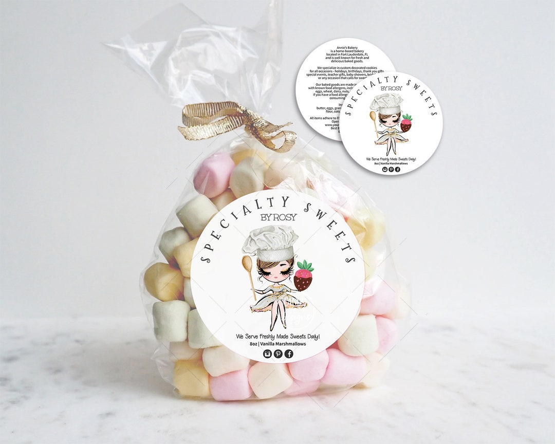 Editable Cookie Bakery Food Label Sticker, Bag Topper, Pastry Bag ...