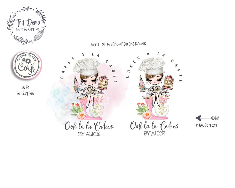 Sweets Bakery Logo Bakery Girl Logo Cake Catering Baking | Etsy