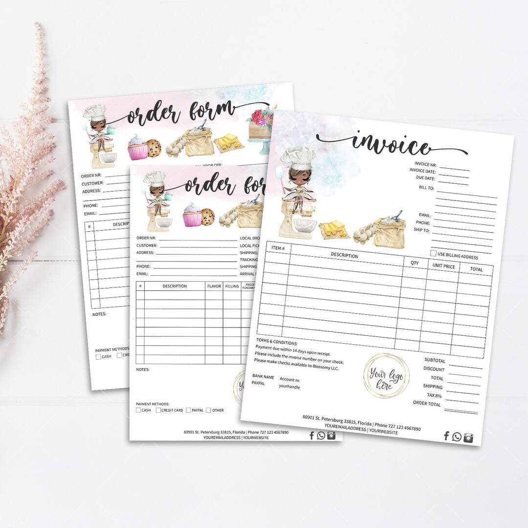 Editable Bakery Invoice, Bakers Order Form, Baking Shop Forms, Pastry ...