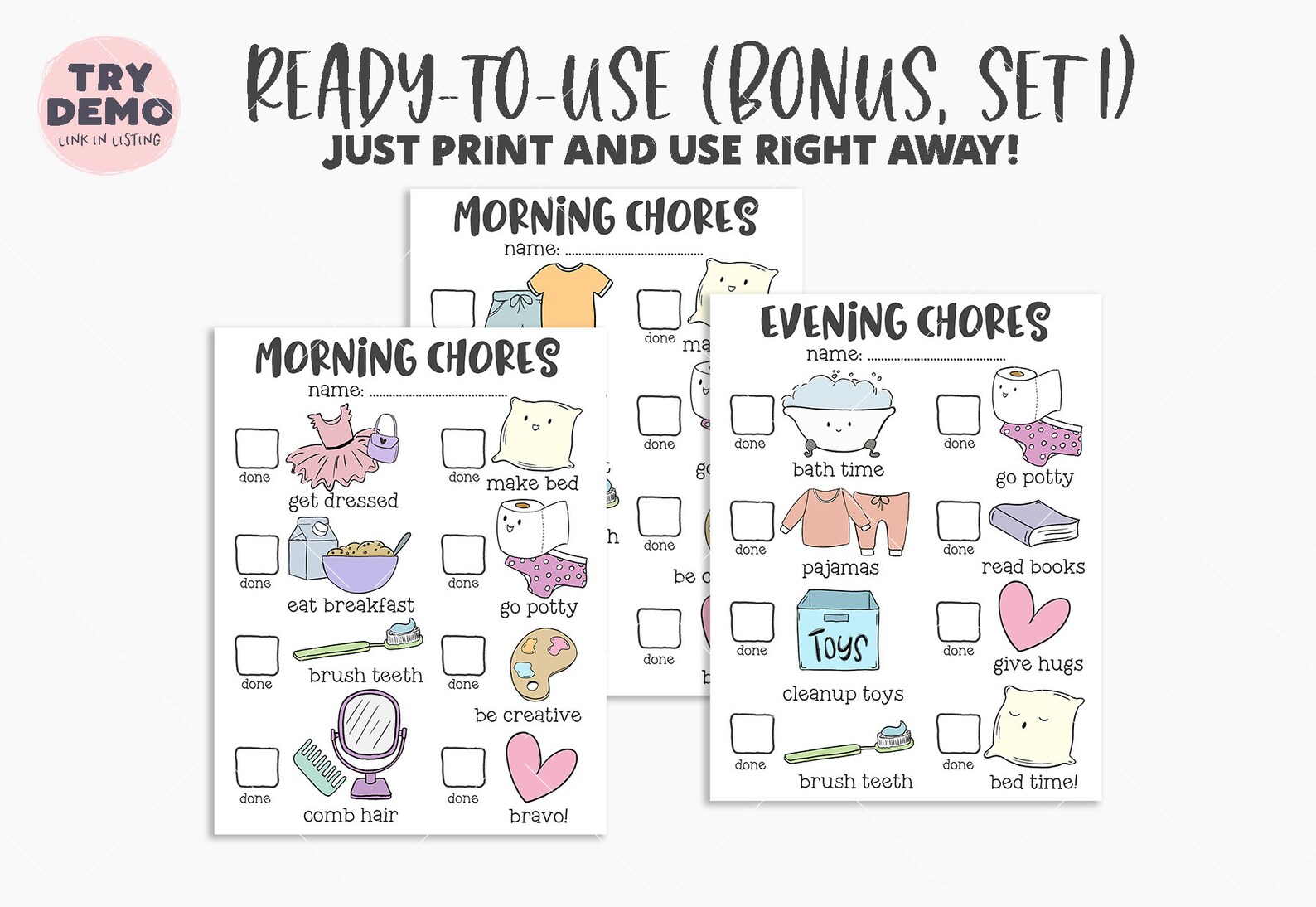 EDITABLE Kids Chores Bundle Kids Daily Tasks Toddler - Etsy
