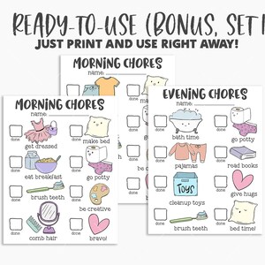 EDITABLE Kids Chores Bundle, Kids Daily Tasks, Toddler Routine, School ...