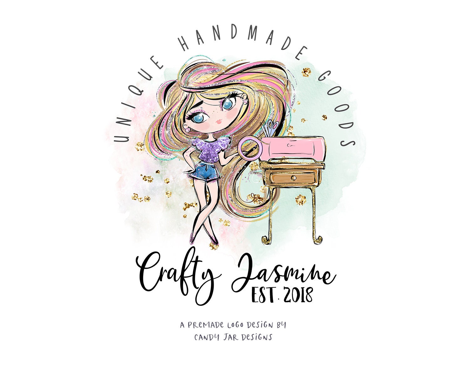 Handcrafter Logo Craft Girl Logo Crafter Logo Craft Shop | Etsy