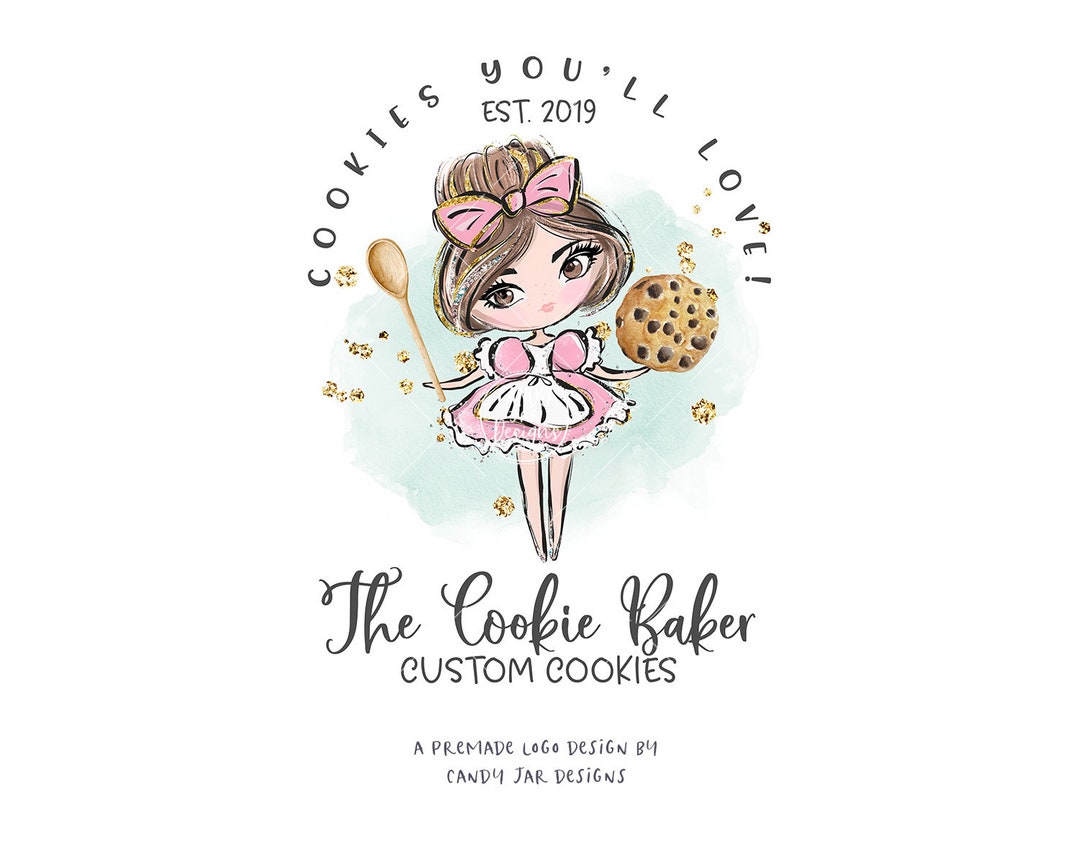 Cookie Baker Logo, Pastry Catering Logo, Bakery Girl, Sweets Baking ...