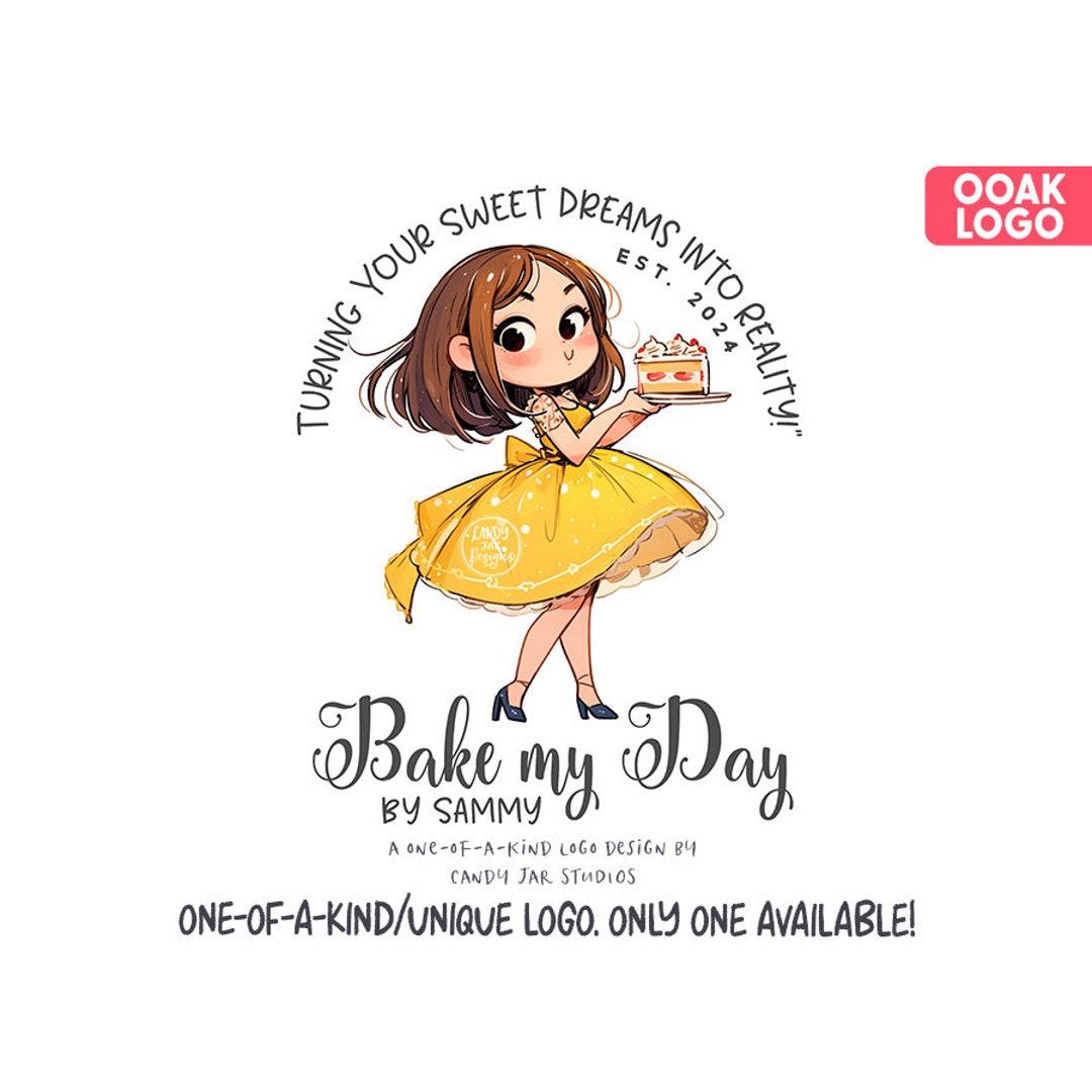 Baking Girl Logo, Bakery Character Logo, Custom, Personalized, Unique ...