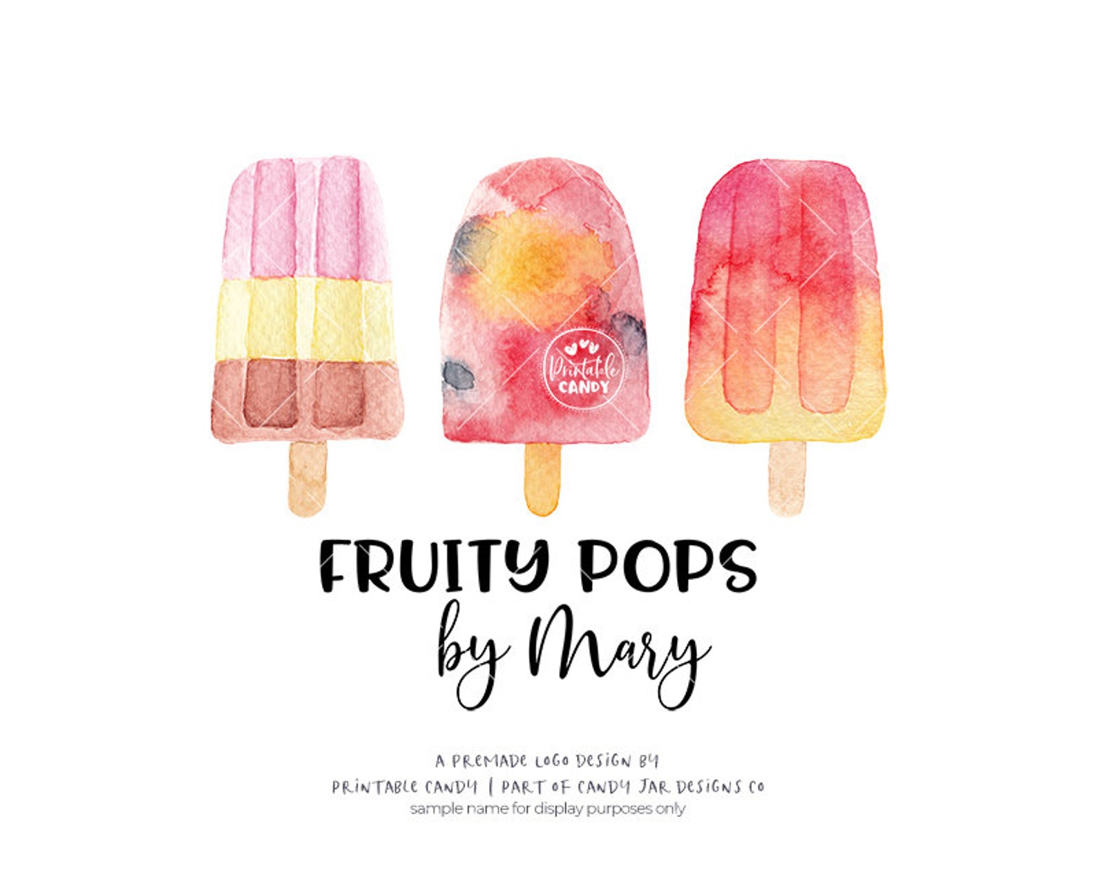 Popsicles Logo Fruit Pops Logo Ice Cream Logo Candy Logo | Etsy