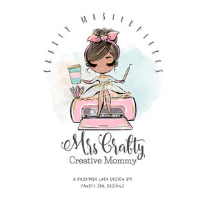 Craft Girl Logo, Crafty Girl Logo, Craft Shop Logo, Editable Craft Lady ...