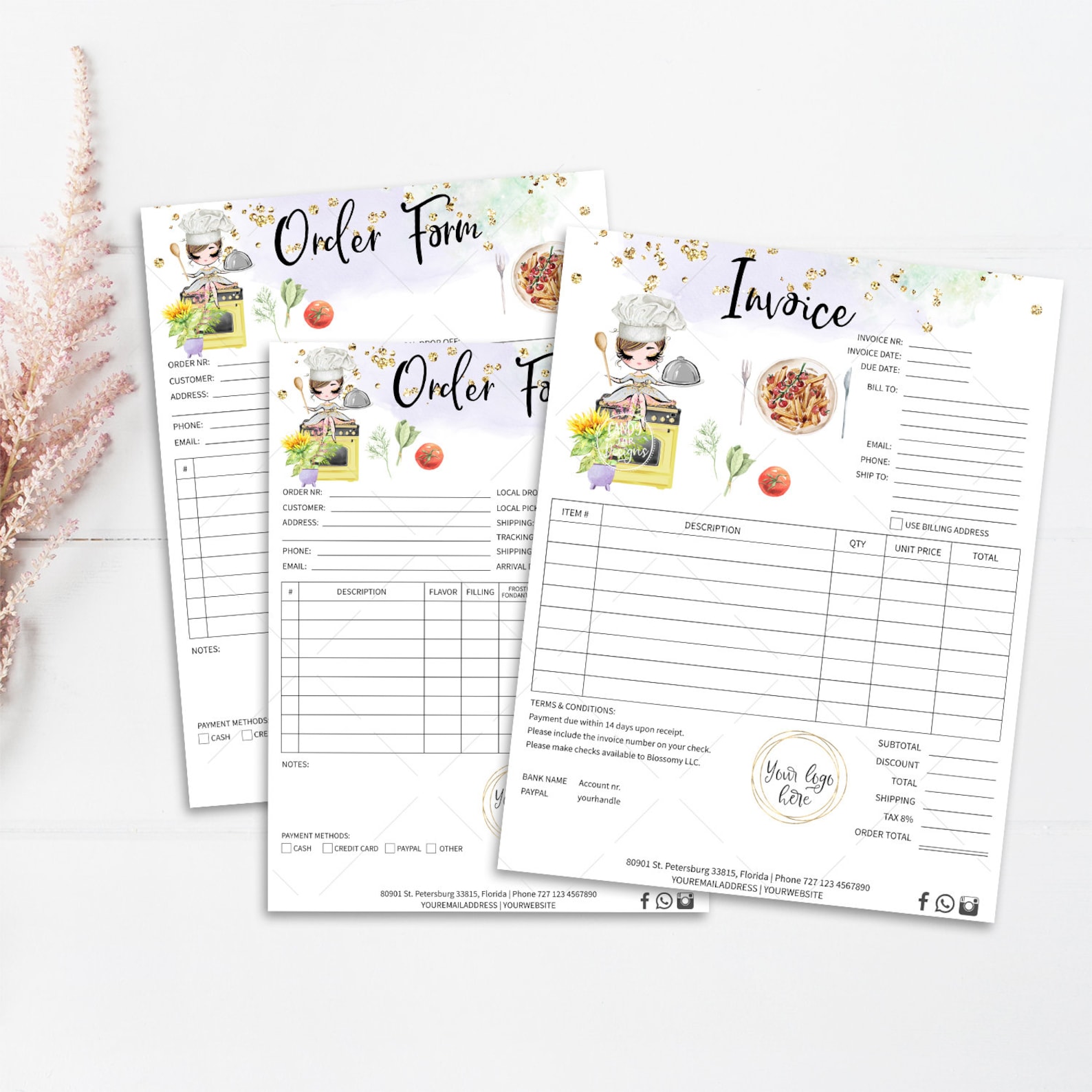 Cooking Invoice Food Catering Order Form Restaurant - Etsy