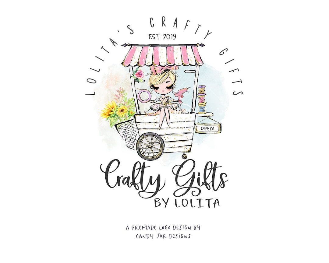 Craft Girl Logo, Crafty Girl Logo, Craft Cart Logo, Editable Craft Lady ...