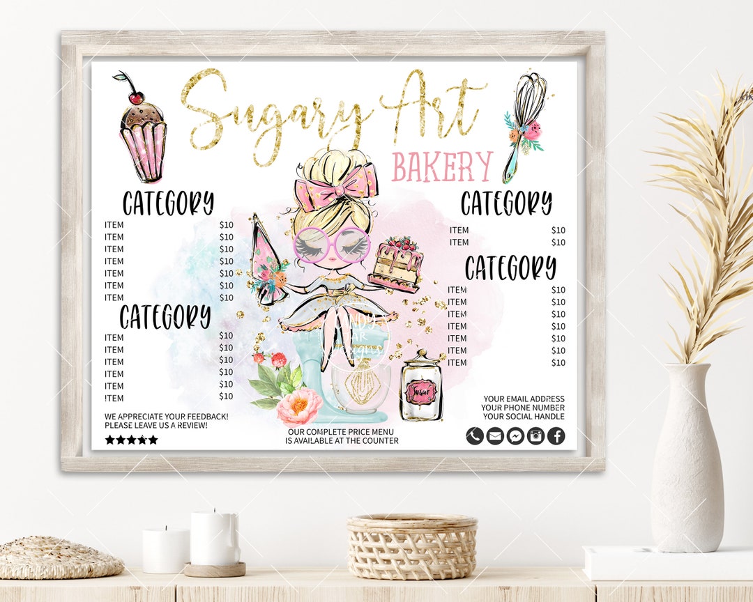 Bakery Price List Bundle, Cake Shop Pricing, Sweets Baking Flyer ...