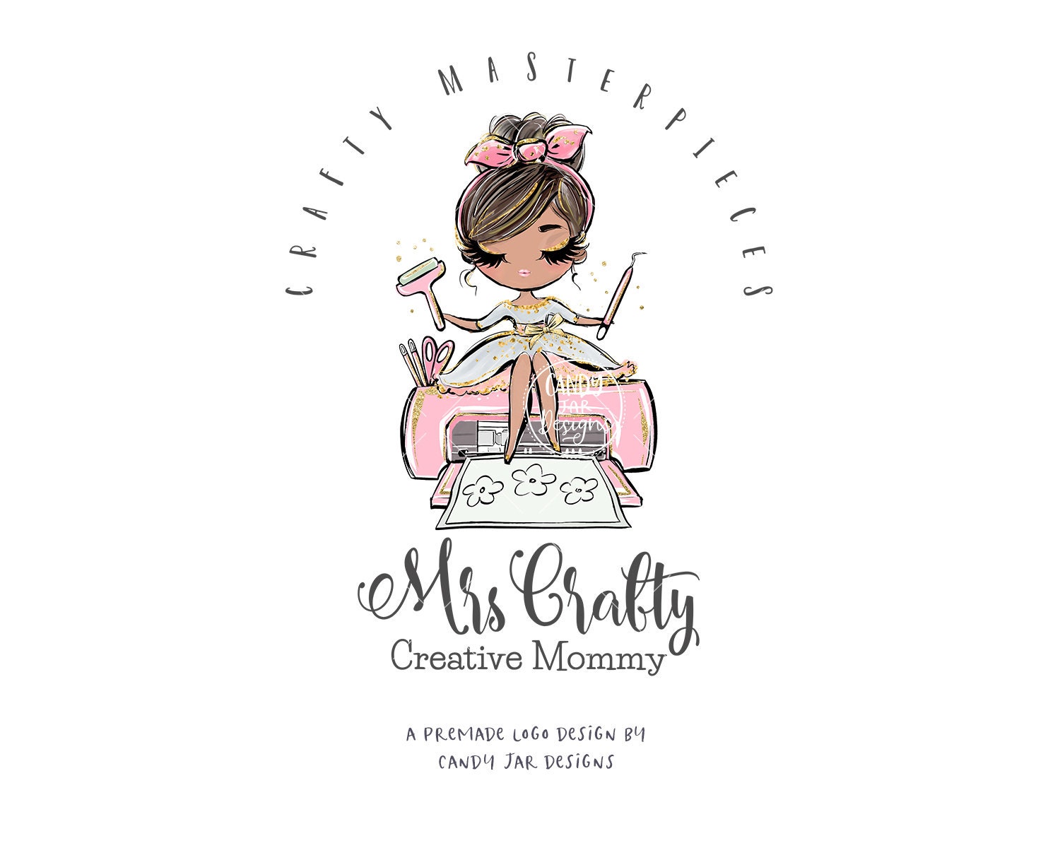 Craft Girl Logo, Crafty Girl Logo, Craft Shop Logo, Editable Craft Lady ...