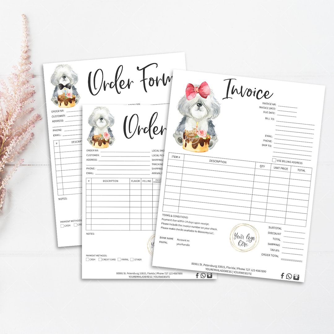 Editable Dog Bakery Invoice, Pet Baker Order Form, Pet Bakery Invoice ...