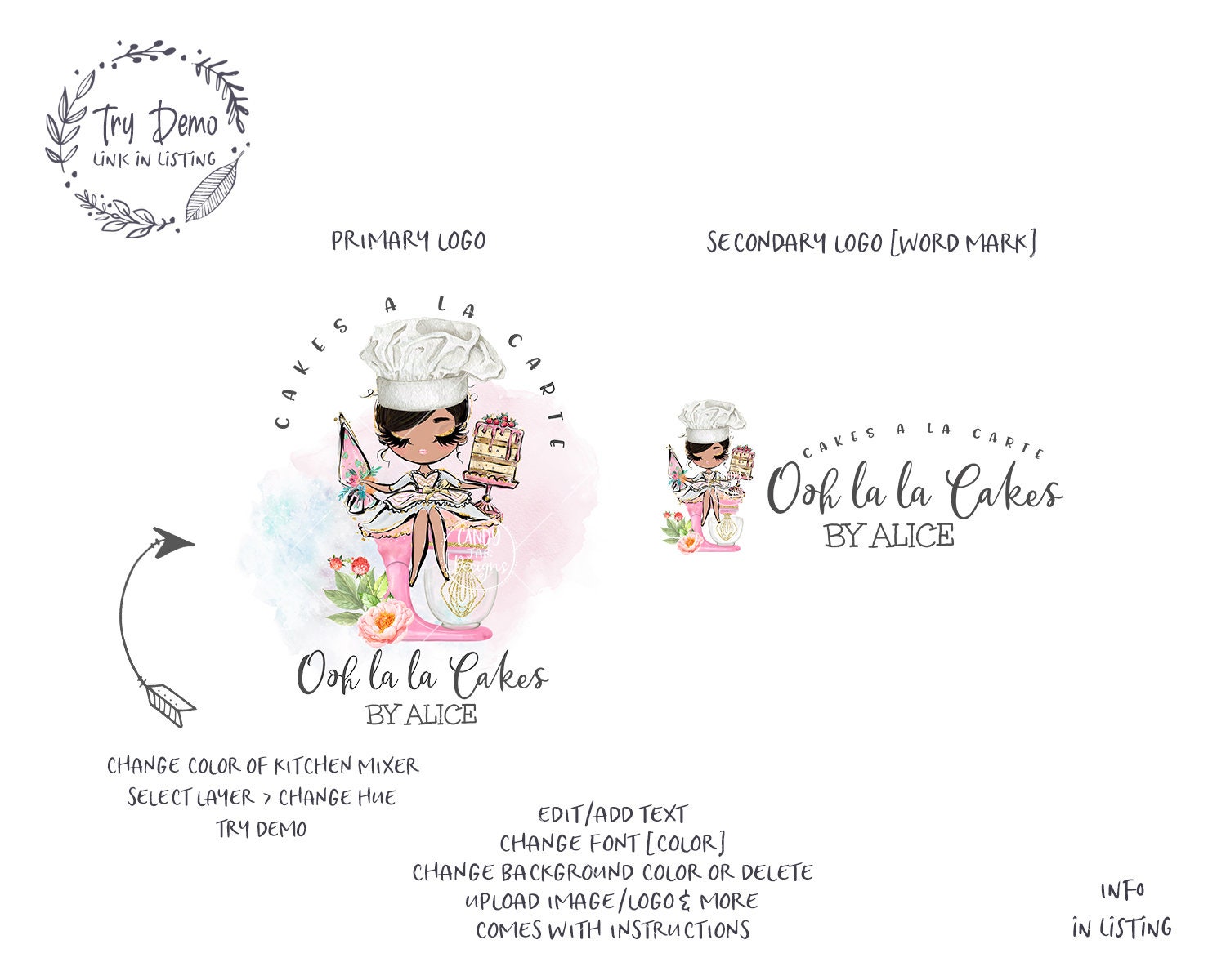 Sweets Bakery Logo Bakery Girl Logo Cake Catering Baking - Etsy