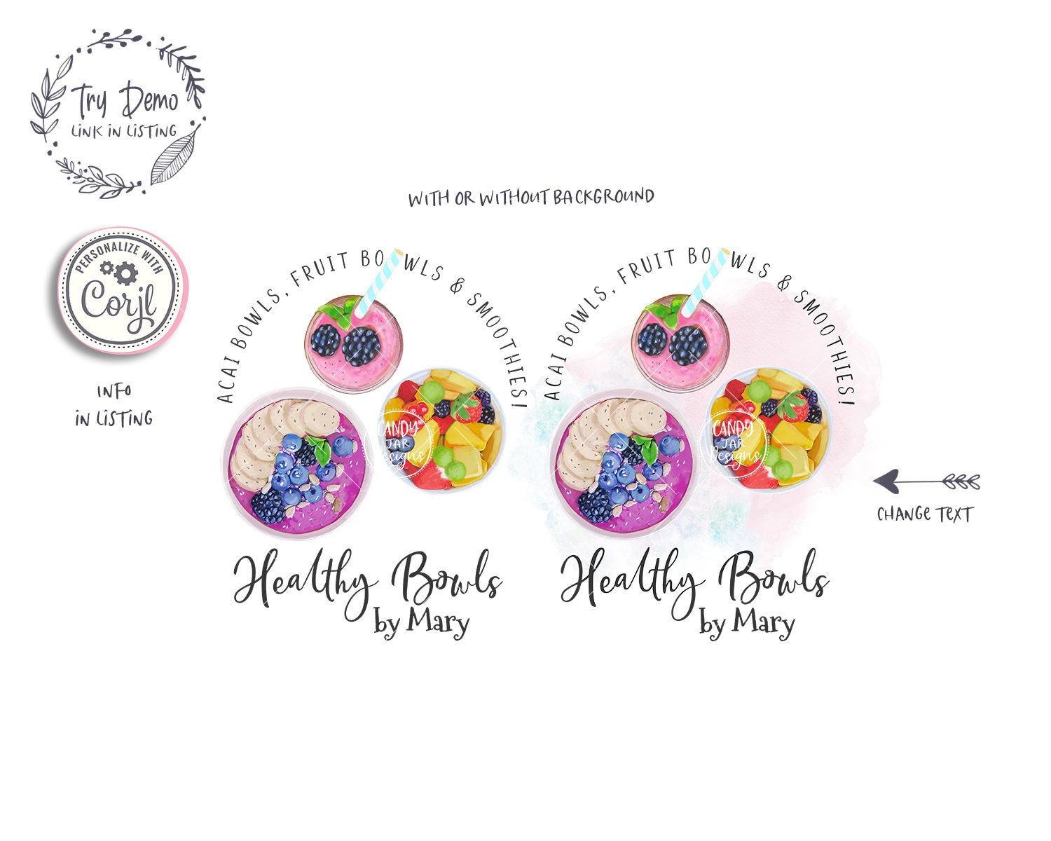 Acai Bowl Logo Smoothie Logo Fruit Bowl Logo Super Food | Etsy