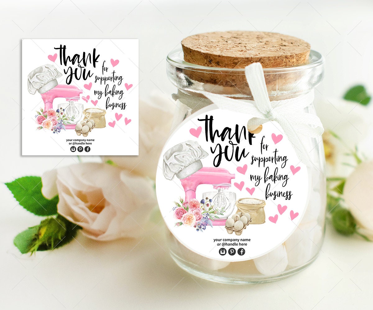 Editable Bakery Thank You Tag Baking Sticker Sweets Gift | Etsy