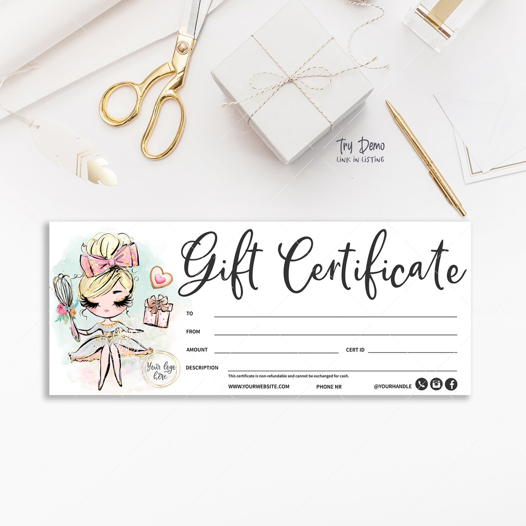 Bakery Gift Certificate, Bakery Coupon, Baking Card, Pastry Shop ...